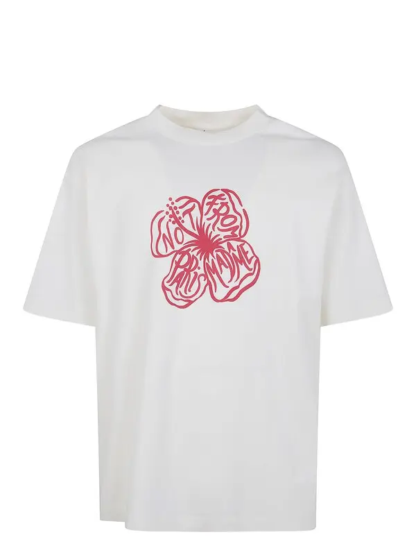 Drole De Monsieur Slogan Hibiscus" T-shirt - White