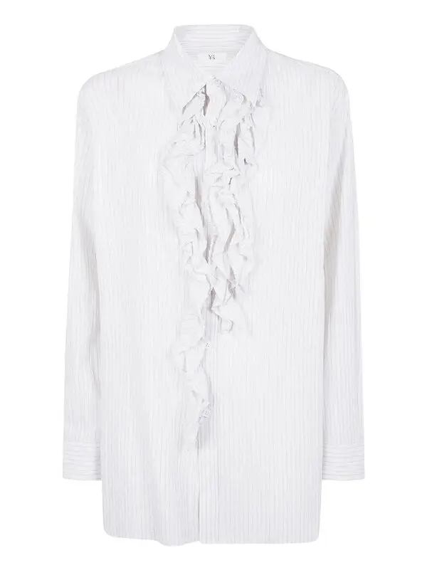 Y`S Untrimmed Frill Shirt - White