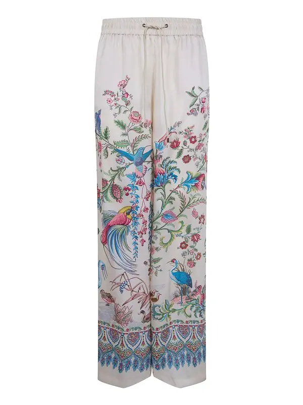 Etro Wide Leg Printed Trousers - White