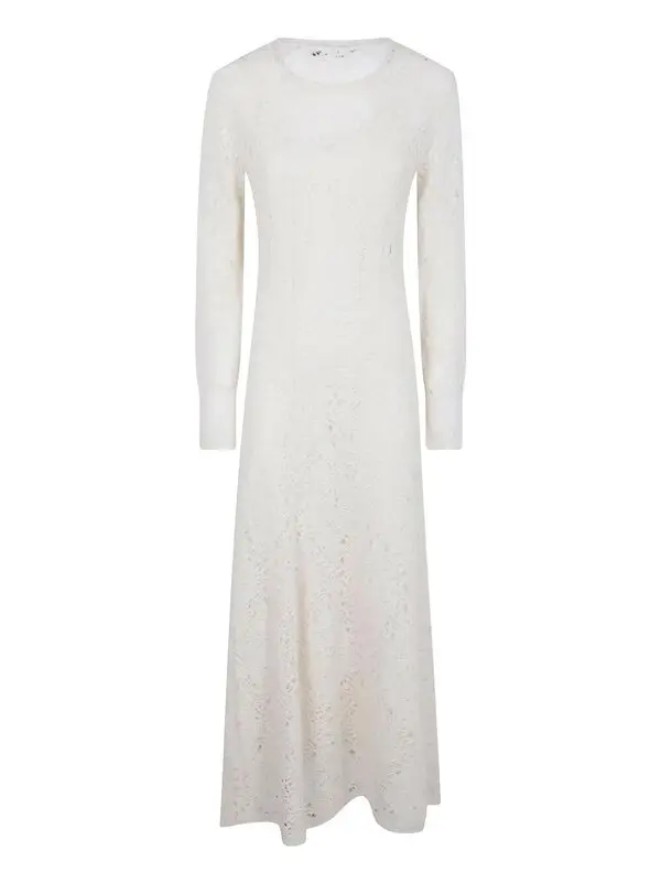 D.exterior Lace Long Sleeve Dress - White