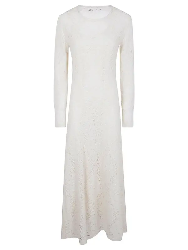 D.exterior Lace Long Sleeve Dress - White