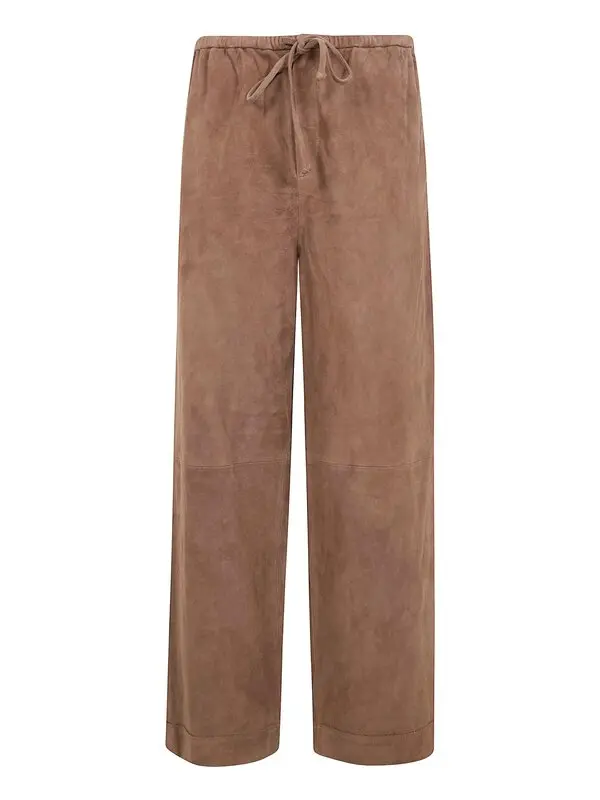 BY MALENE BIRGER Joanni Suede Wide Leg Trousers - Brown