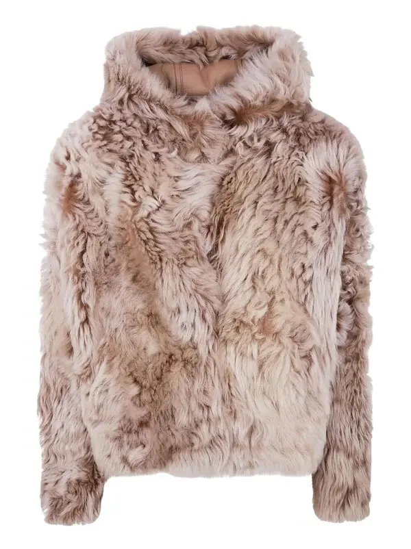 YVES SALOMON Hoodie 61cm Fur Jacket - White