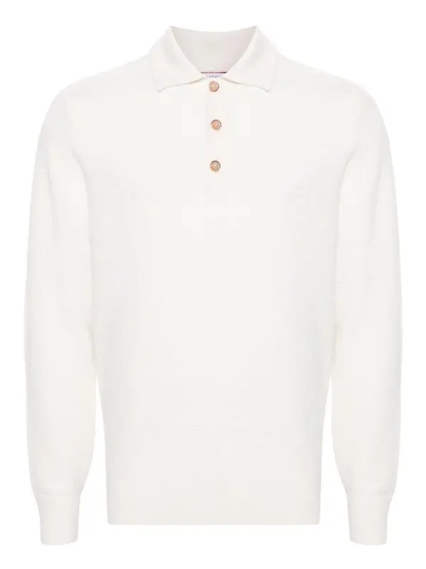 Brunello Cucinelli Long Sleeves Polo With Bottoms - White