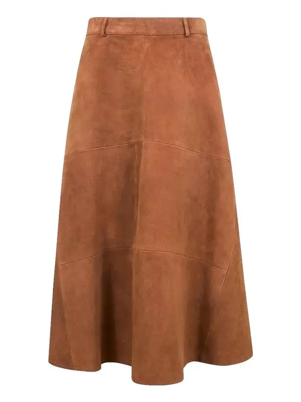 SEMICOUTURE Suede Pockets Skirt - Beige