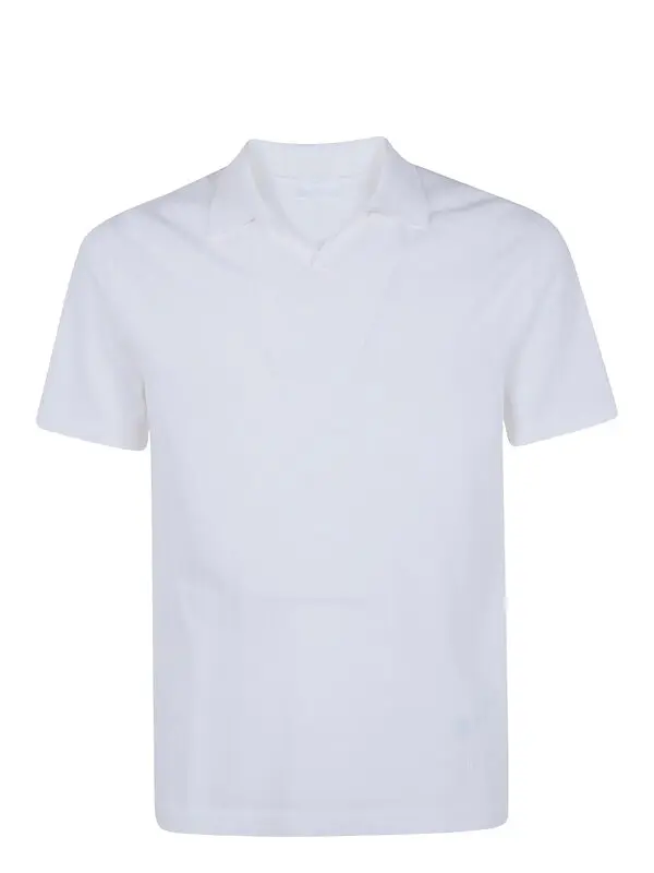DONDUP Crepe Cotton F.14 Regular Fit Polo Shirt - White