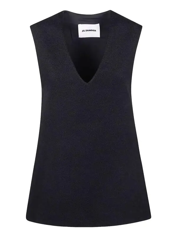 JIL SANDER V-neck Sleeveless Top - Black