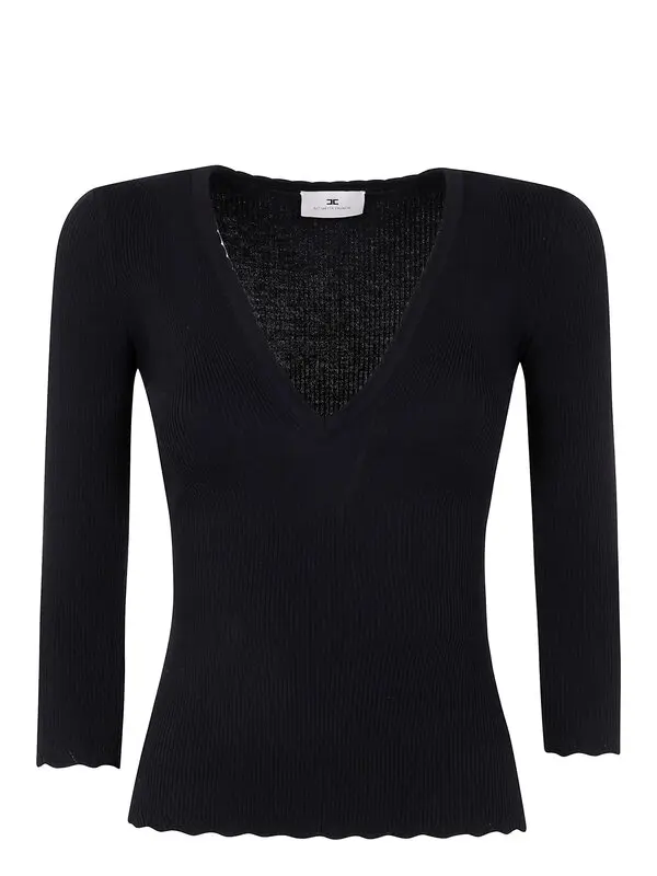 Elisabetta Franchi V-neck Knit Sweater - Black