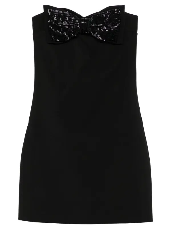 SELF-PORTRAIT Crepe Bandeau Mini Dress - Black
