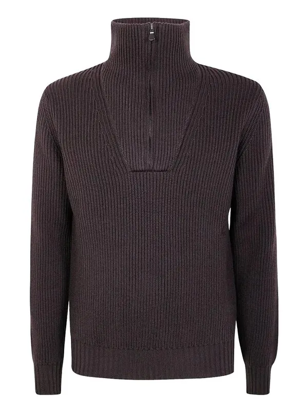 FILIPPO DE LAURENTIIS Half Zip Sweater - Brown