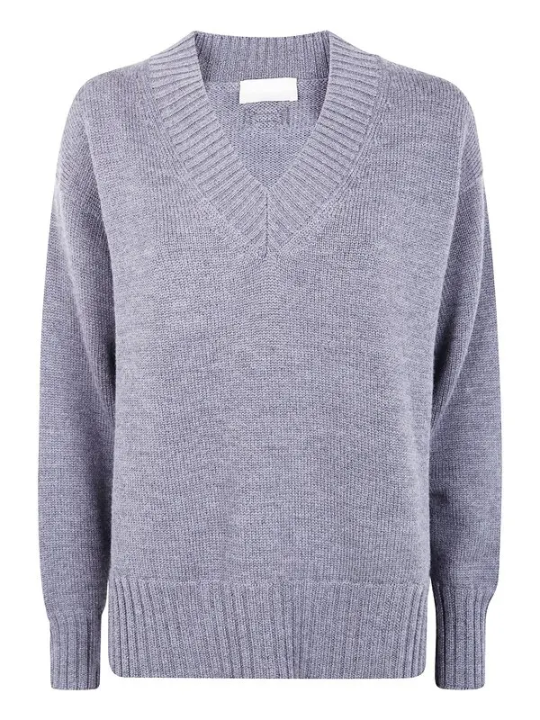 DRUMOHR Long Sleeve V-neck Sweater - Gray