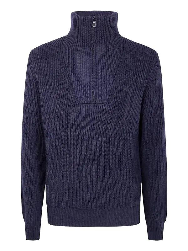 FILIPPO DE LAURENTIIS Half Zip Sweater - Blue