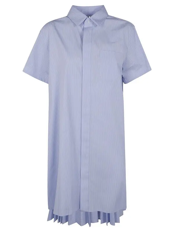 Sacai Cotton Poplin Shirt Dress - Blue