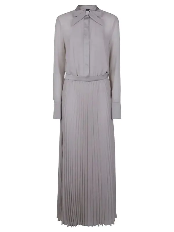 Emporio Armani Long Sleeve Pleated Dress - Beige