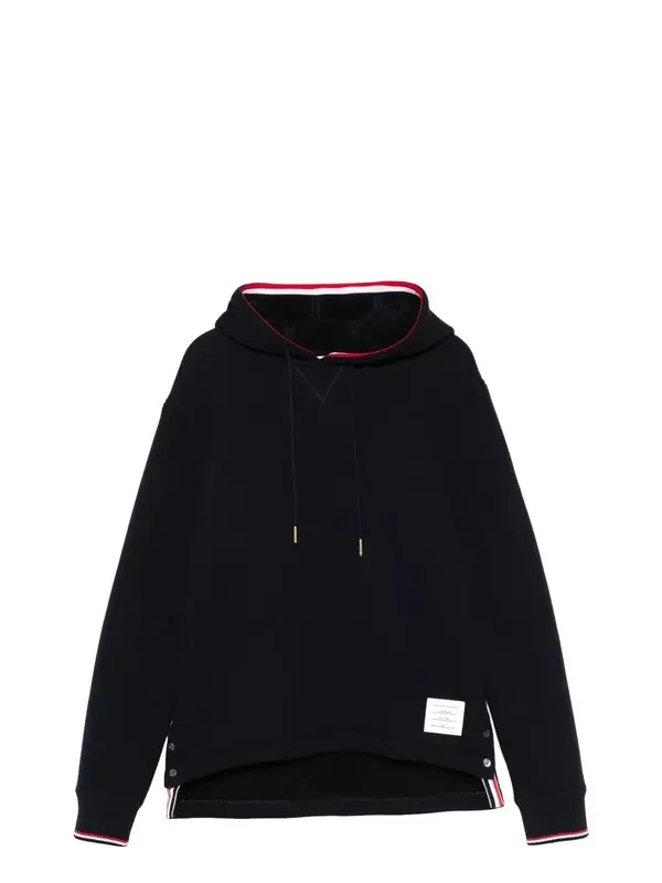 Thom Browne Oversized Hoodie Pullover With Rwb Tipping Stripe - Blue
