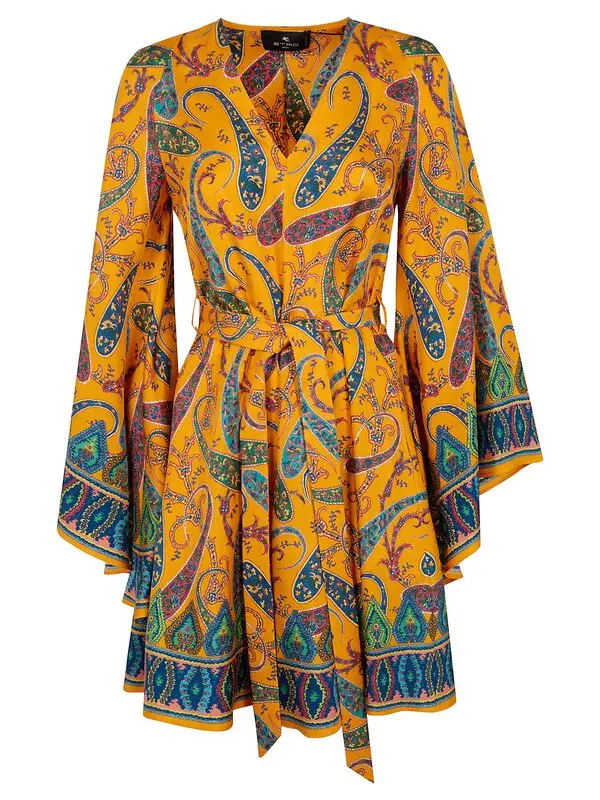 Etro Printed Mini Dress - Yellow
