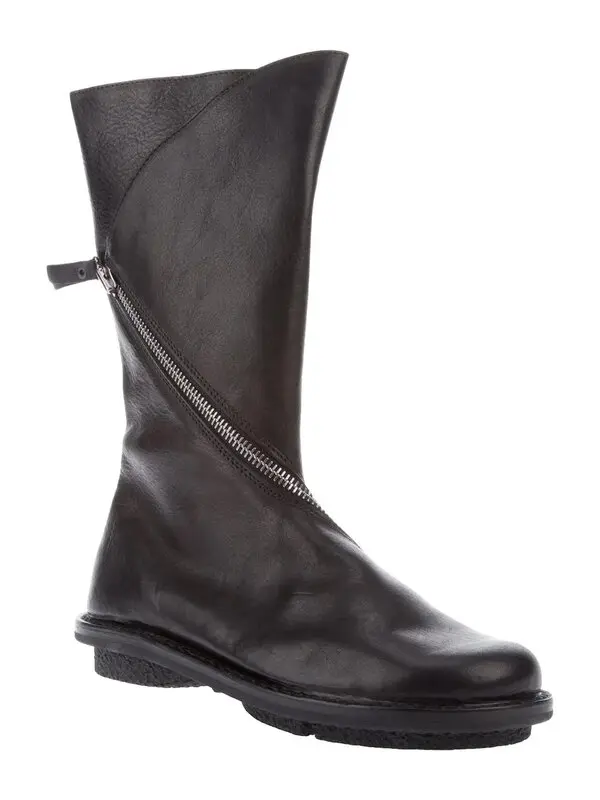 TRIPPEN Asymmetrical Zip Up Boots - Black