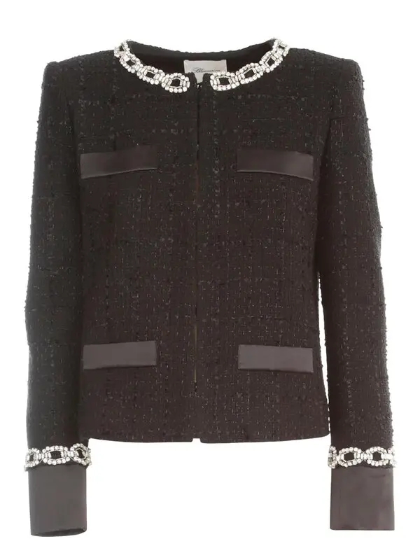 Blumarine Boucle Blazer With Chain Detail - Black