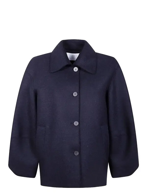 Harris Wharf London Puff Sleeves Jacket Pressed Wool - Blue