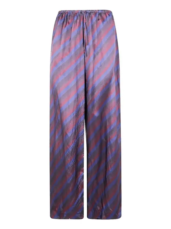 Dries Van Noten Puvis Bis Long 2256 Stripe Printed Trousers - Blue