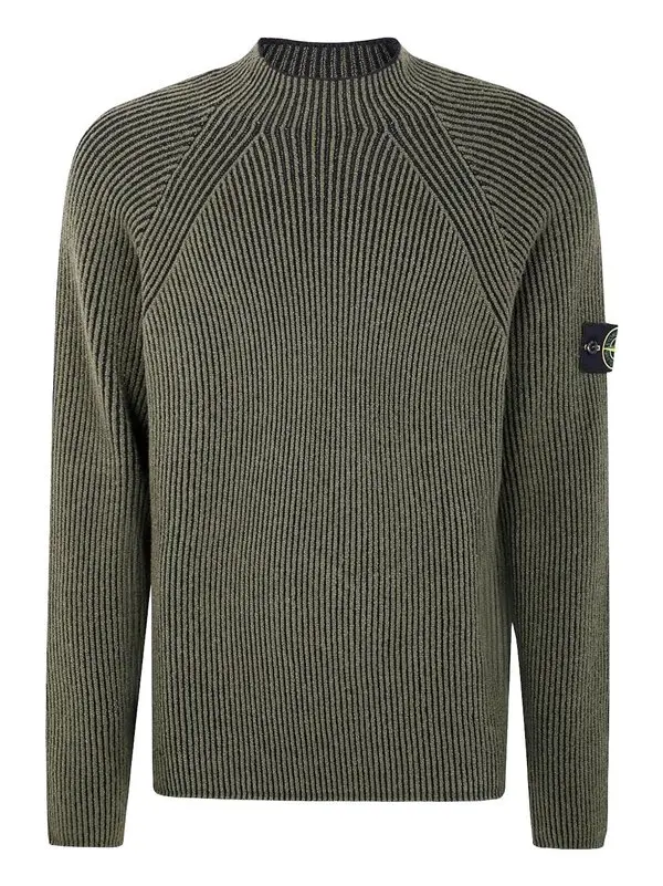 Stone Island Vanisé Full Rib Rws Wool Crew Neck - Green