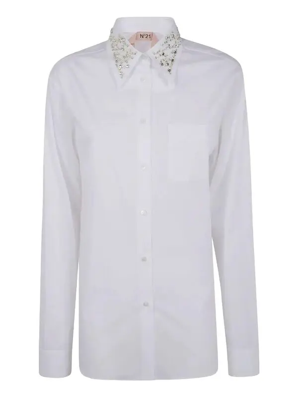 N.21 Embellished Collar Button-down Shirt - White