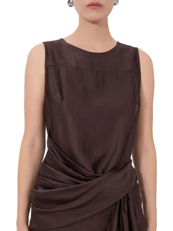 Loulou De Saison Fonda Draped Asymmetric Top - Brown