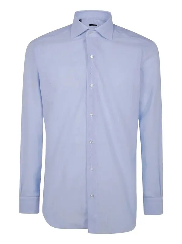 BARBA NAPOLI Classic Honeycomb Weft Shirt - Blue