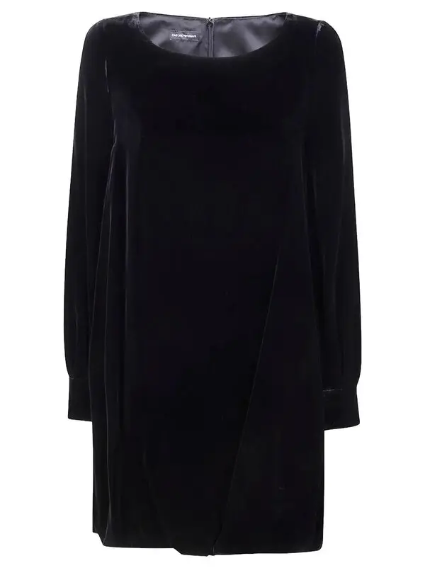 Emporio Armani Long Sleeve Velvet Dress - Black