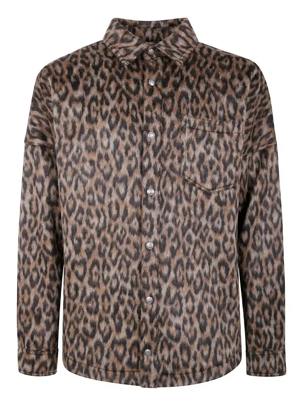 Palm Angels Classic Logo Animalier' Overshirt - Brown