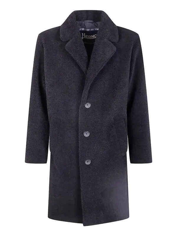 Herno Mohair Wool Single-breasted Coat - Black