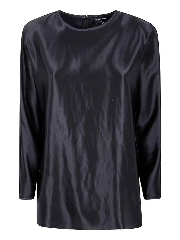 Giorgio Armani Silk Woven Shirt - Black
