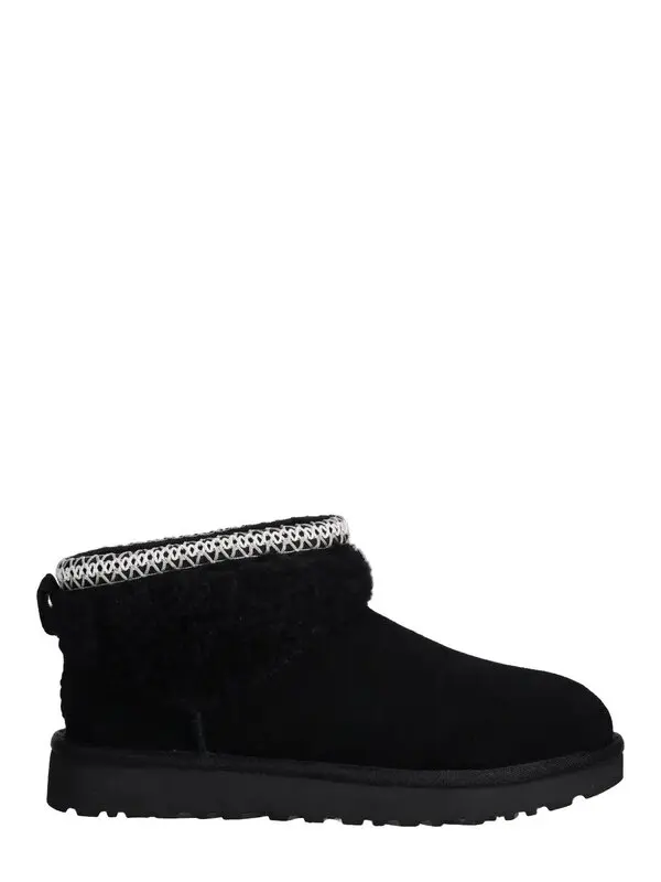 UGG Classic Ultra Mini Maxi Curly Ankle Boots - Black