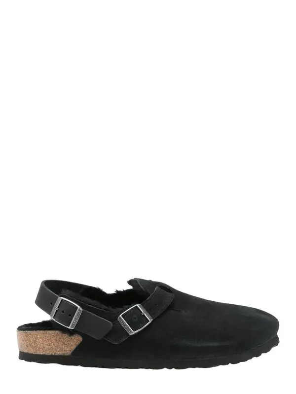 BIRKENSTOCK Tokio Shearling Suede Slippers - Black