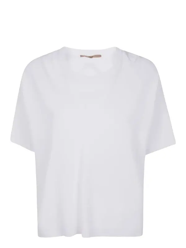 NUUR Oversized Round Neck Short Sleeve Top - White