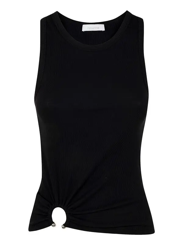 Rabanne Ribbed Tank Top With Knot Detail - Black