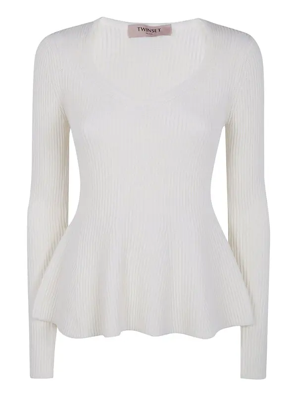 TWINSET Round Neck Sweater - White