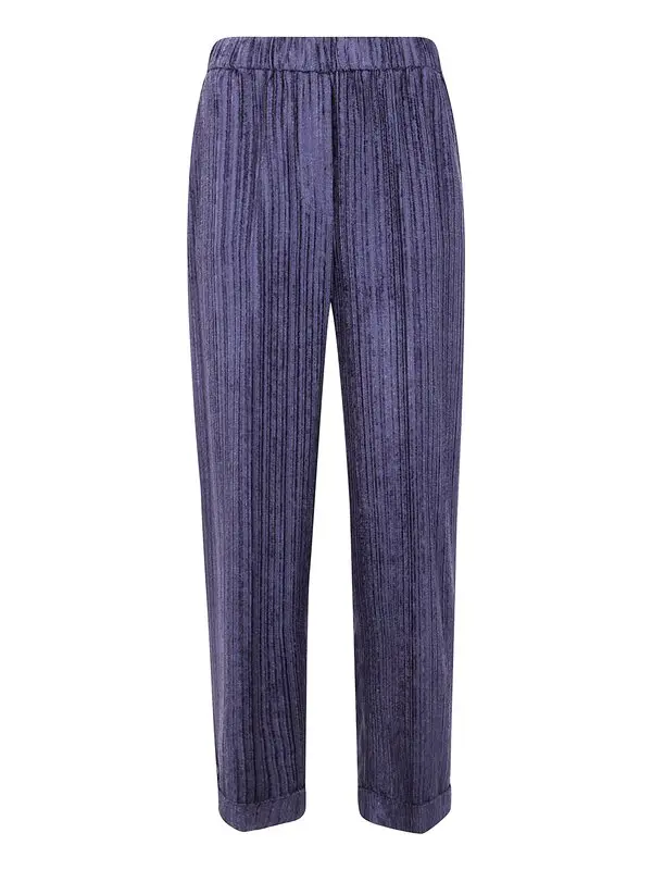 Peserico Stretch Waisted Velvet Trousers - Blue