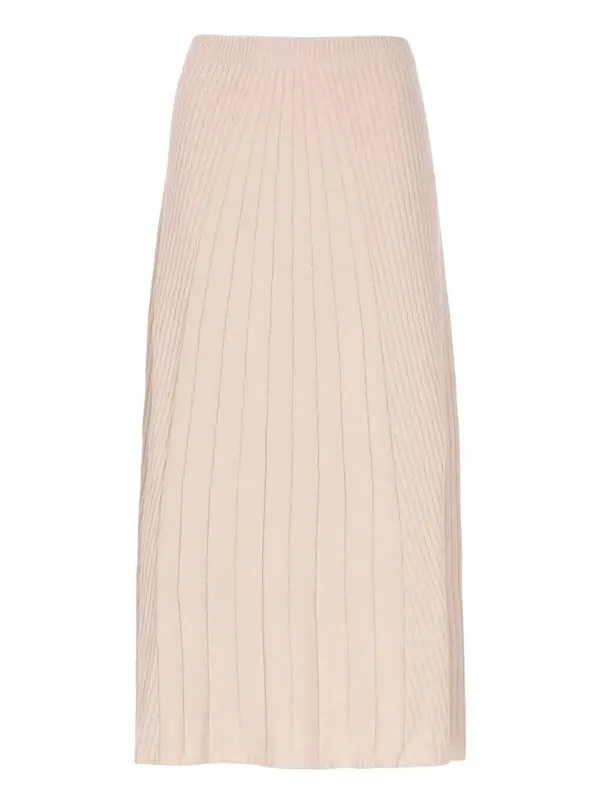 D.exterior Flared Ribbed Skirt - Beige