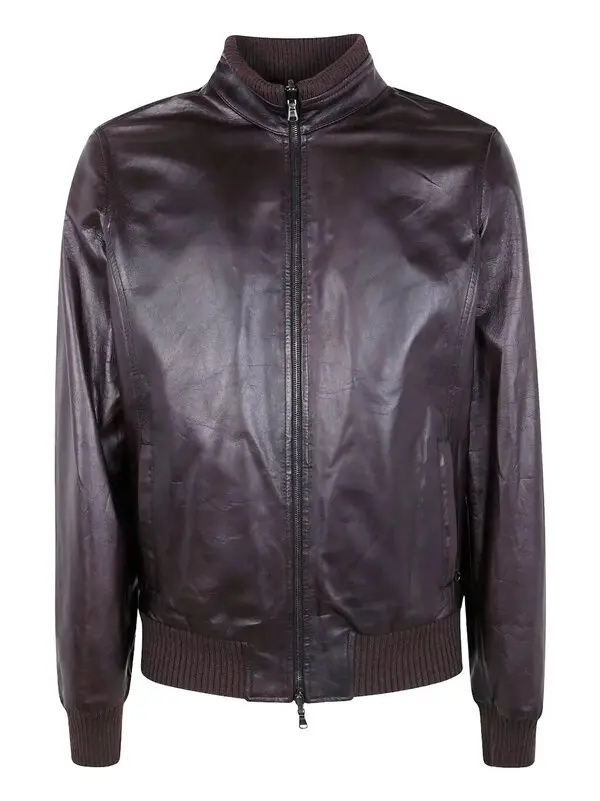 BARBA NAPOLI Fox Reversible Leather Jacket - Brown