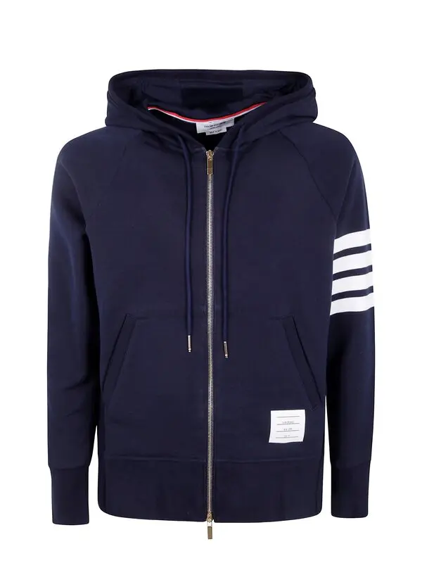 Thom Browne Classic Loopback Full Zip Hoodie - Blue