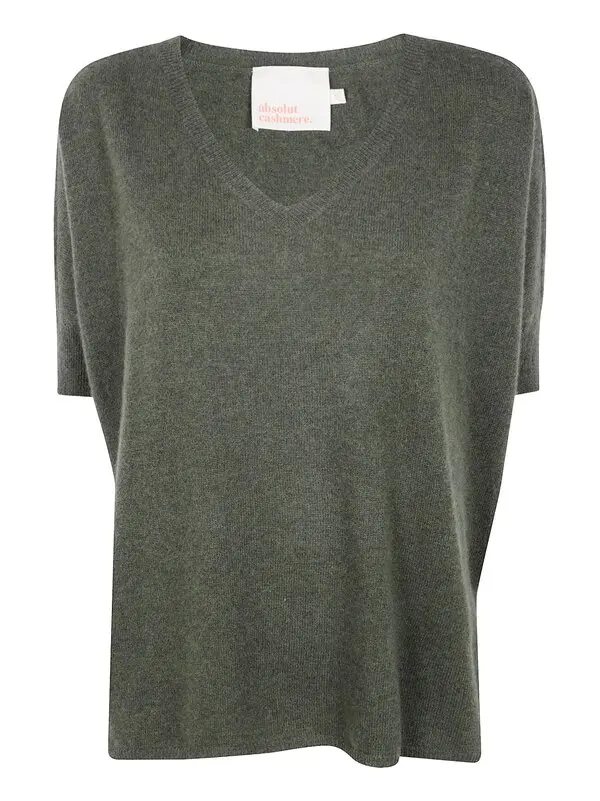 ABSOLUT CASHMERE Giustina Short Sleeve Oversized Sweater - Green