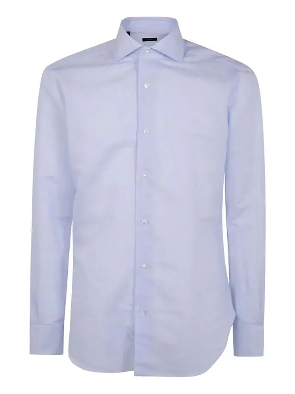 BARBA NAPOLI Classic Cotton Linen Shirt - Blue