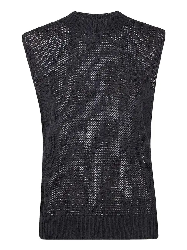 NUUR Sleeveless Waistcoat With Round Neck - Black