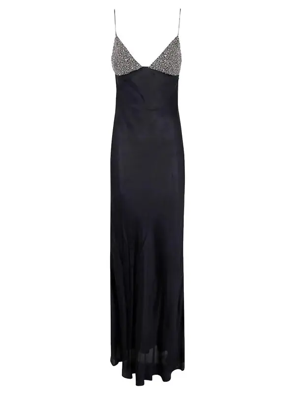 TWINSET Midi Dress With Beaded Neckline - Black