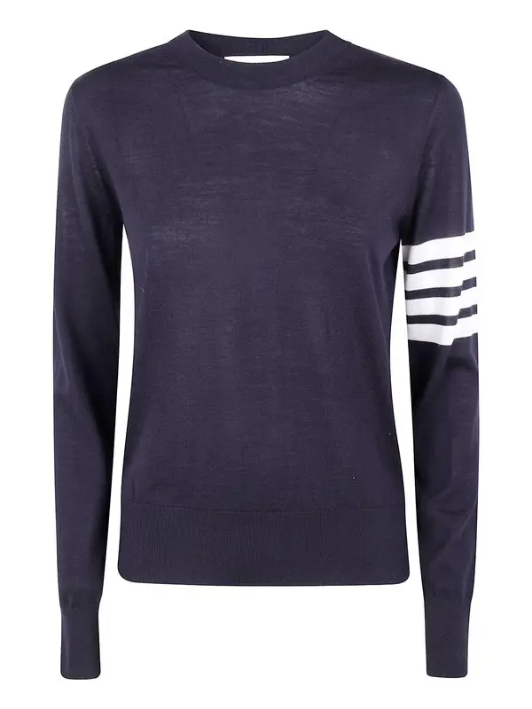Thom Browne Relaxed Fit Merino Wool Pullover - Blue