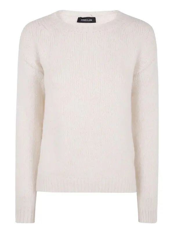 ANNECLAIRE Cotton Blend Roundneck Sweater - White