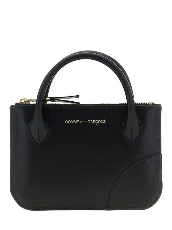 Comme Des Garçons Handles Leather Top Handle Bag - Black