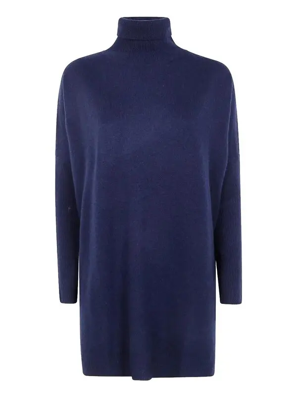 ABSOLUT CASHMERE Amira High Neck Maxi Sweater - Blue