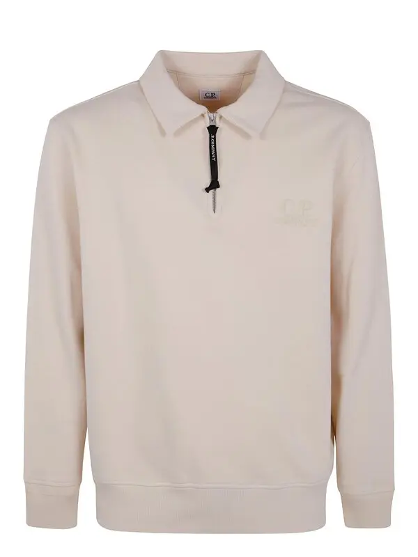 C.P. COMPANY C. P. Company Sweatshirts Polo Collar In Diagonal Raised Fleece - Beige